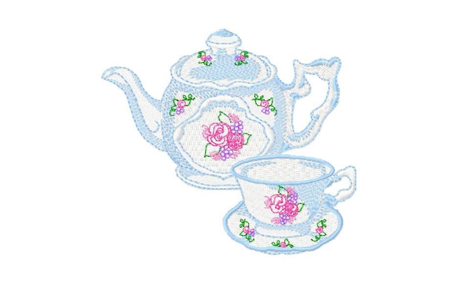 Tea Set Embroidery Teapot and Cup Design Teapot Machine - Etsy