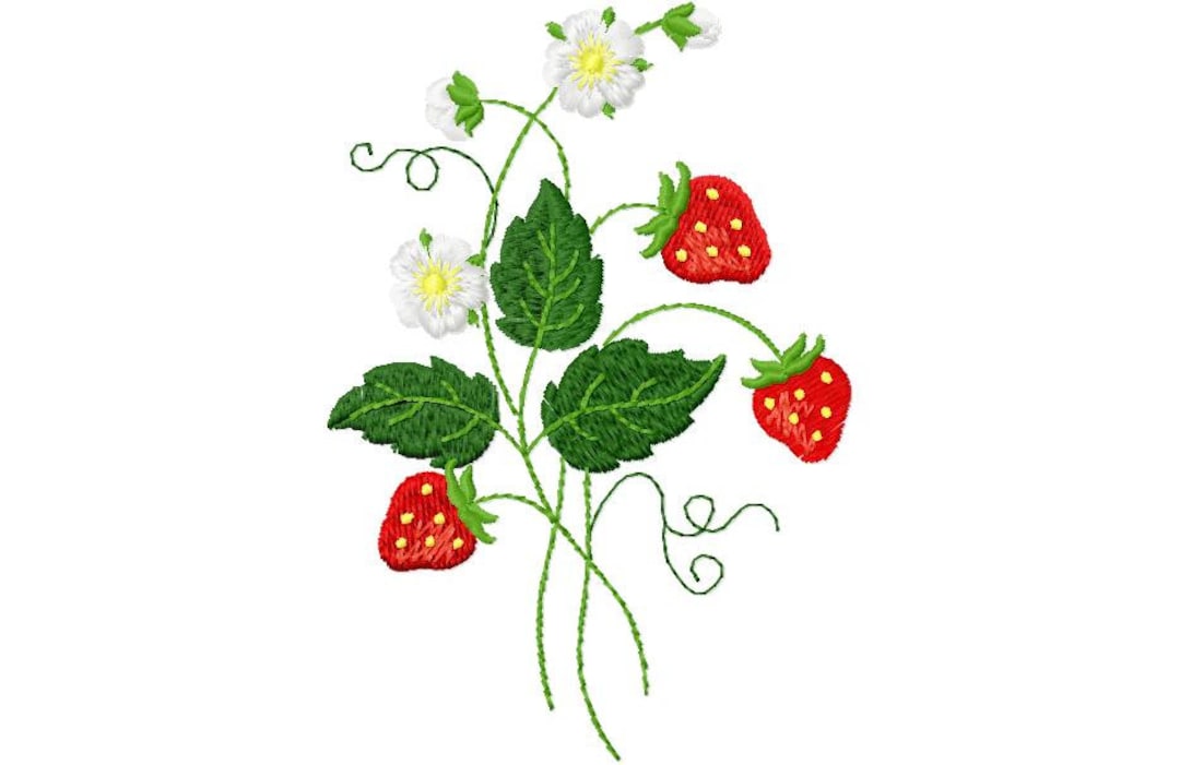 Strawberry Machine Embroidery Design, Strawberry Bouquet, Strawberry ...