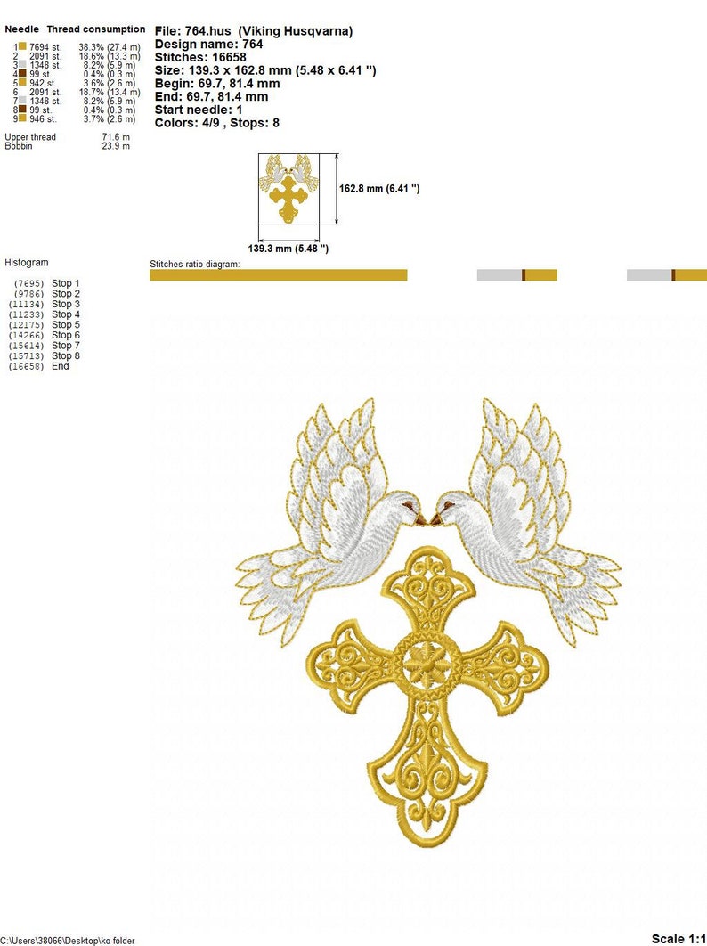 Cross With Doves Embroidery Design, Machine Embroidery Design Doves ...