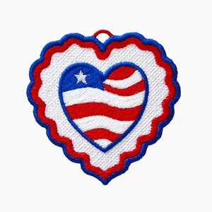 USA Flag Machine Embroidery Design, Heart America FSL, Free Standing ...