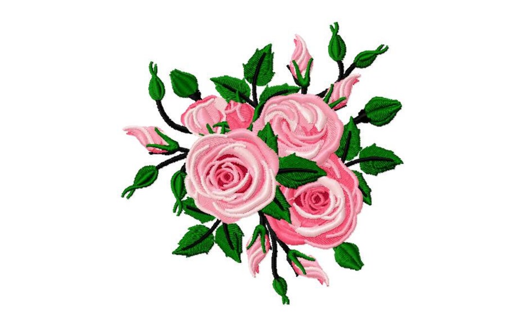 Roses Embroidery Design, Flower Design Machine Embroidery, Rose Bouquet ...