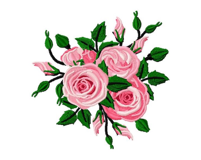 Roses Embroidery Design, Flower Design Machine Embroidery, Rose Bouquet ...