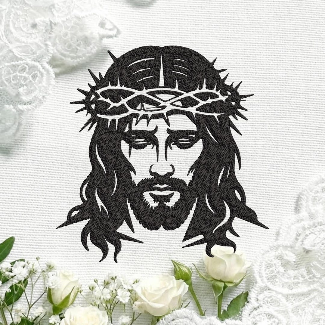 Jesus Christ Crown Thorns Portrait Machine Embroidery Design Christian ...