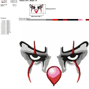 Creepy Horror Clown Machine Embroidery Design 9 Sizes - Etsy