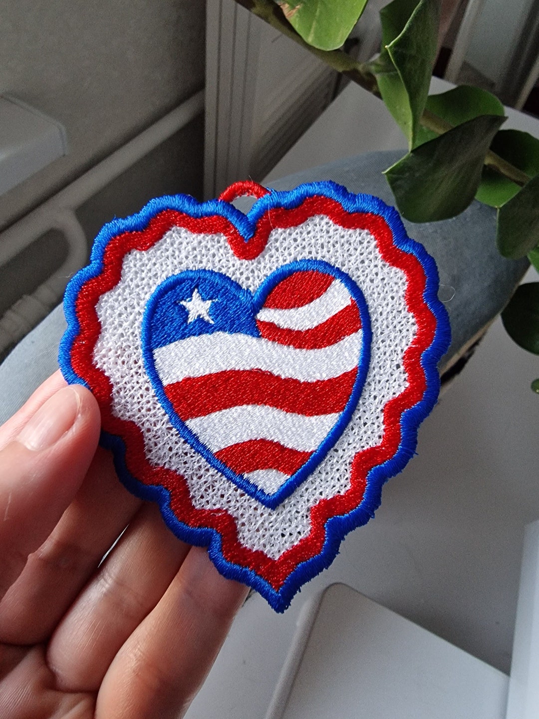 USA Flag Machine Embroidery Design, Heart America FSL, Free Standing ...