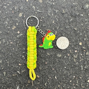 Paracord Keychain, Yellow and Green Paracord, Dinosaur Keychain, 550 ...