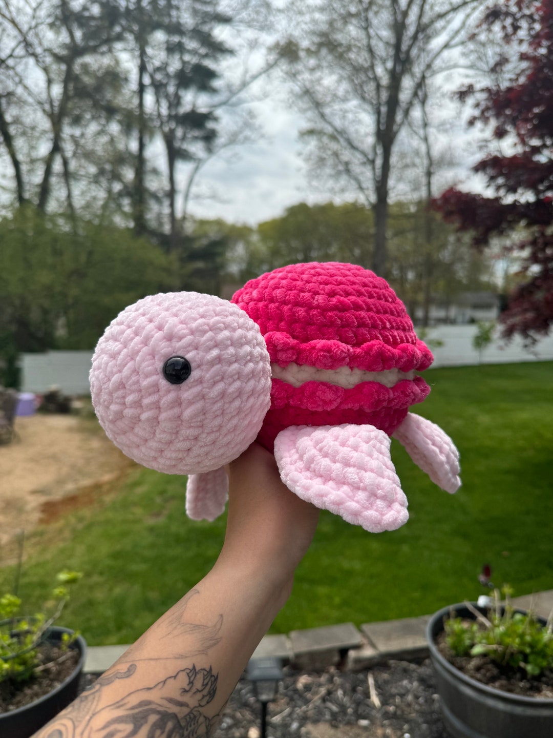 Pink Macaron Crochet Turtle, Macaron Turtle, Turtle Plush, Crochet Plush Turtle, Plushies ...
