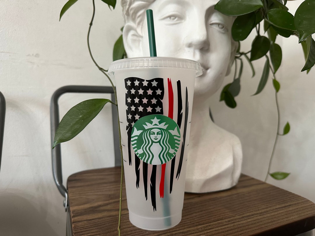 Fire Fighter Starbucks Cold Cup, Reusable Starbucks Cup, Red Line ...