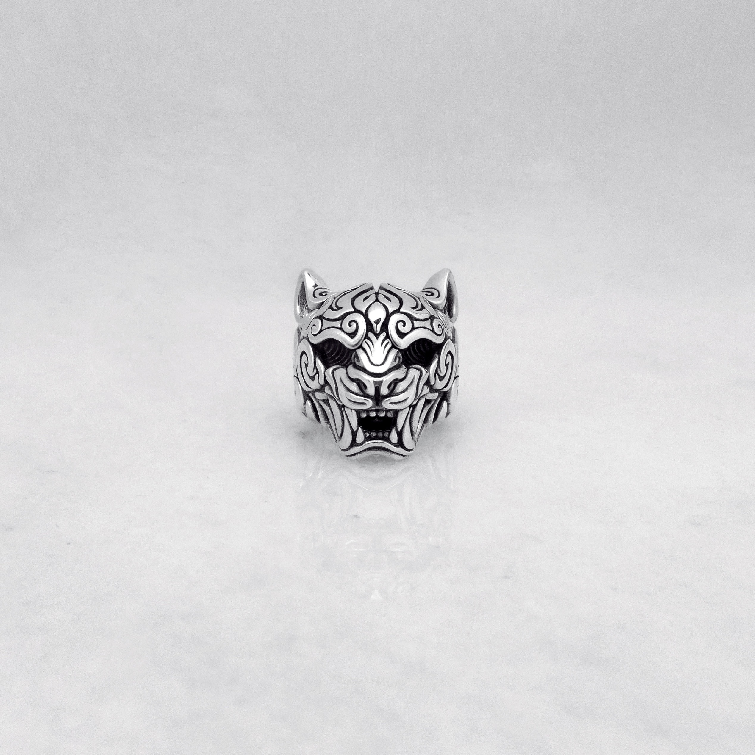 Japanese Oni Mask Ring Silver Oni Panther Ring Hannya - Etsy