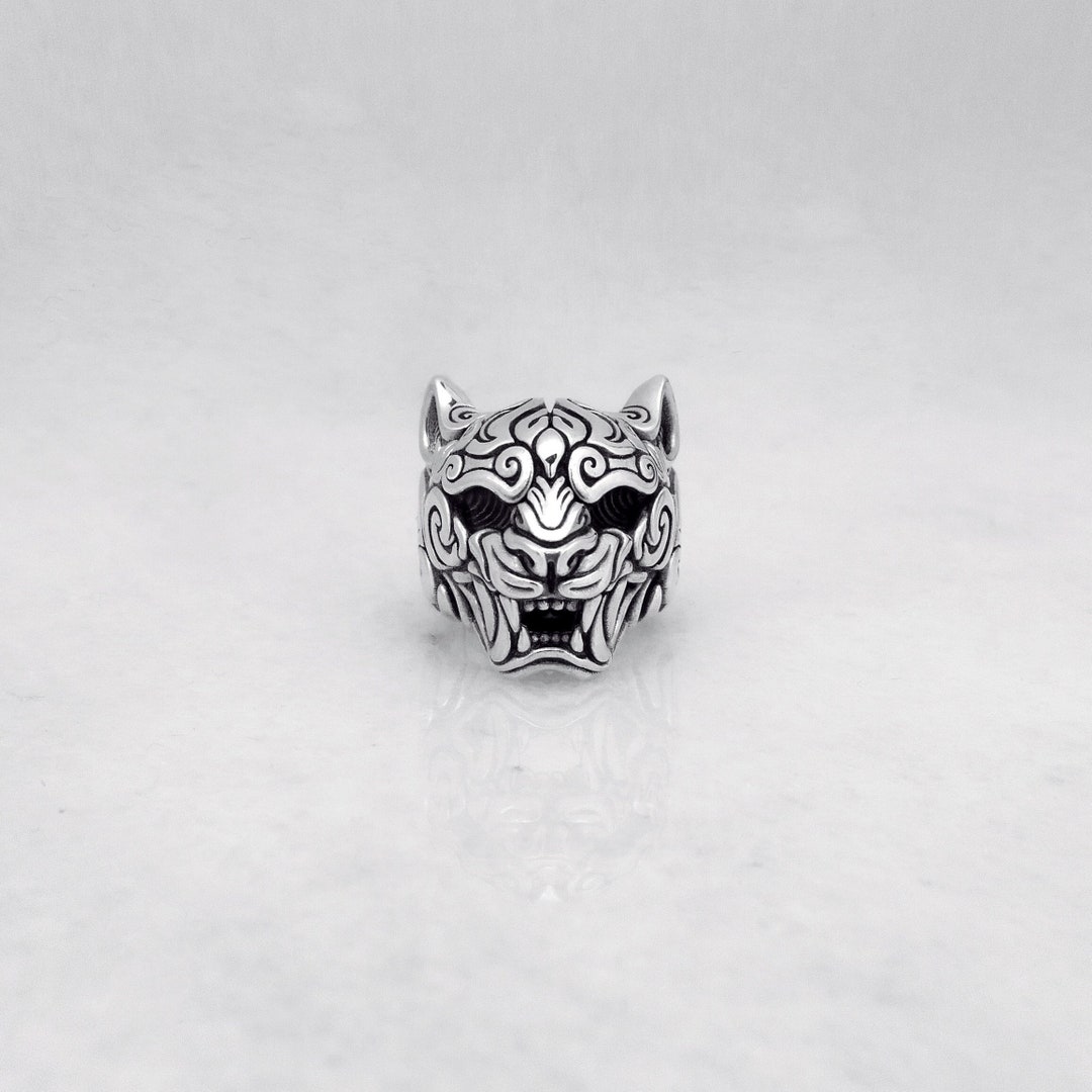 Japanese Oni Mask Ring | Silver Oni Panther Ring | Hannya Demon Ghost ...