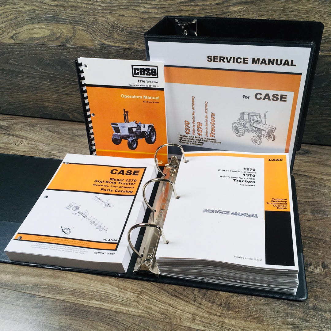 Case 1270 Tractor Service Parts Operators Manual Shop Set Book Prior to ...