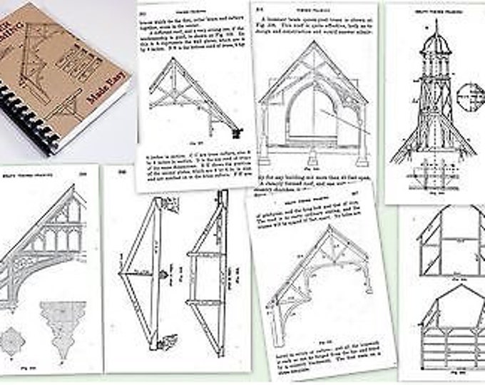 1908 Timber Frame Book Log Building Plans Home Cabin Drawknife Saw ...