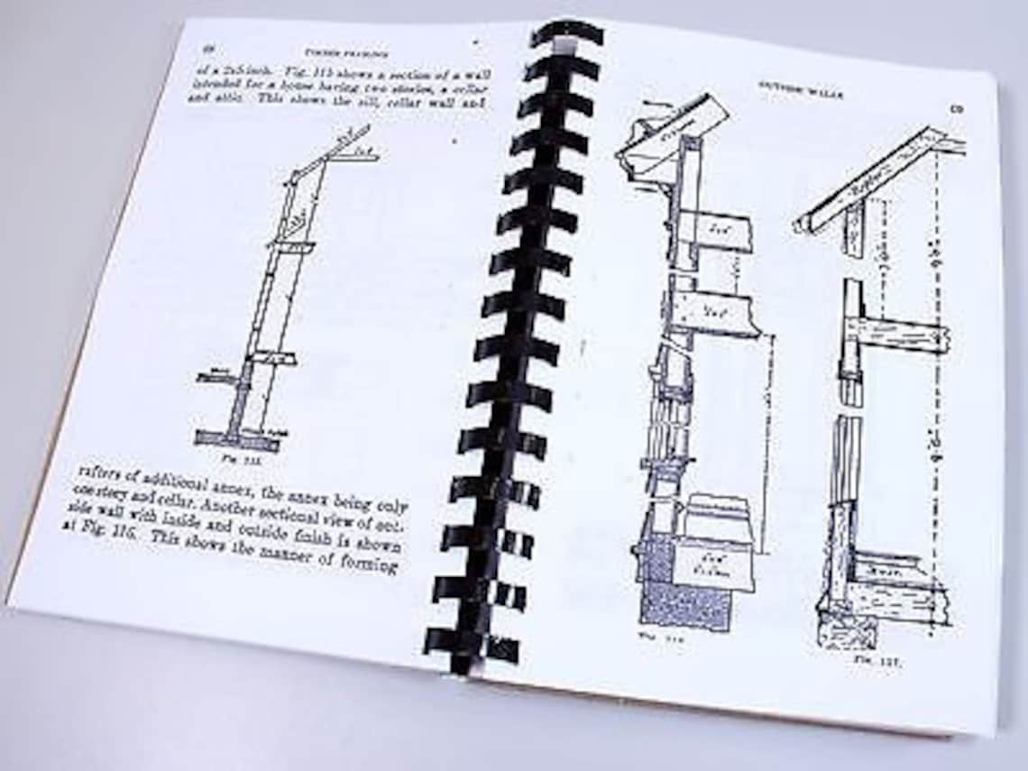 1908 Timber Frame Book Log Building Plans Home Cabin Drawknife Saw ...