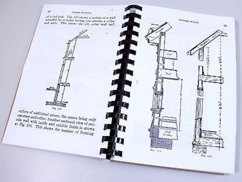 1908 Timber Frame Book Log Building Plans Home Cabin Drawknife Saw ...