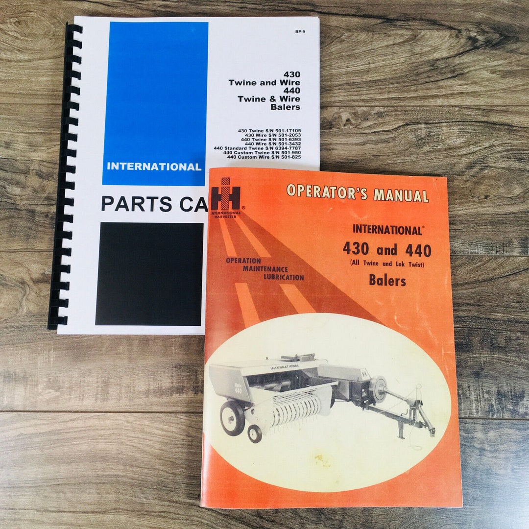 International 430 440 Square Baler Parts Operators Manual Set Owners ...