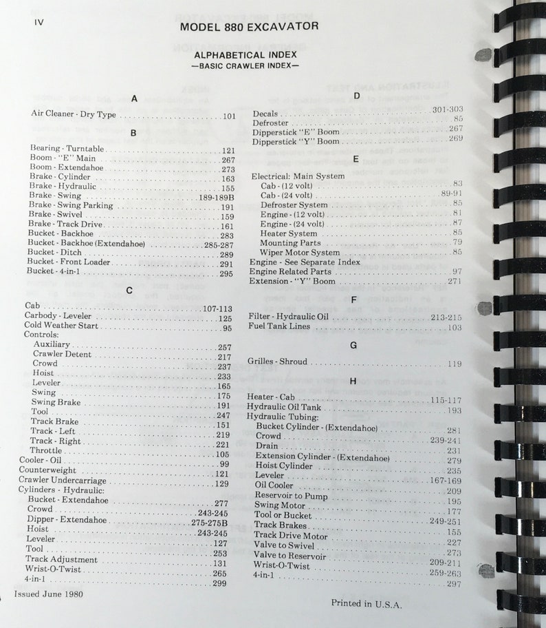 Case 880 Crawler Track Excavator Parts Manual Catalog Exploded Views ...