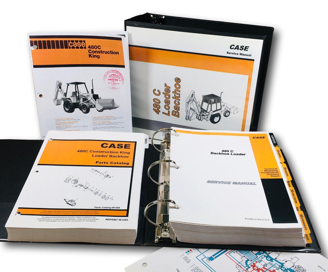 Case 480C Tractor Loader Backhoe Service Manual Parts Catalog Set - Etsy