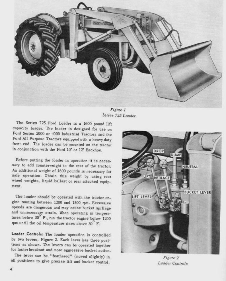 Ford Series 725 Loader Owners Operators Manual 2000 4000 - Etsy