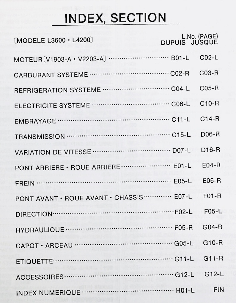 Kubota L3600 L4200 Tractor Parts Assembly Manual Catalog Exploded Views ...