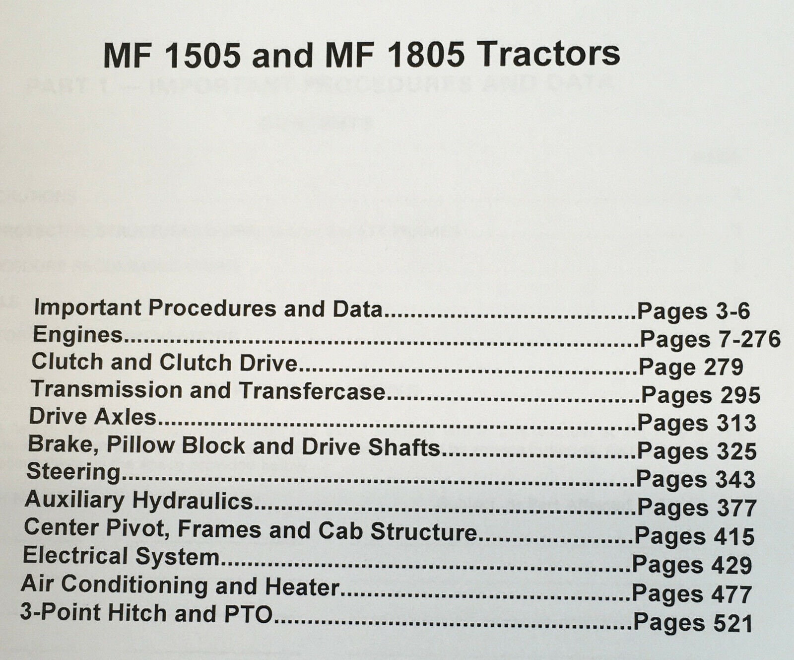 Massey Ferguson 1505 1805 Tractor Service Parts Manual Repair Shop Book ...
