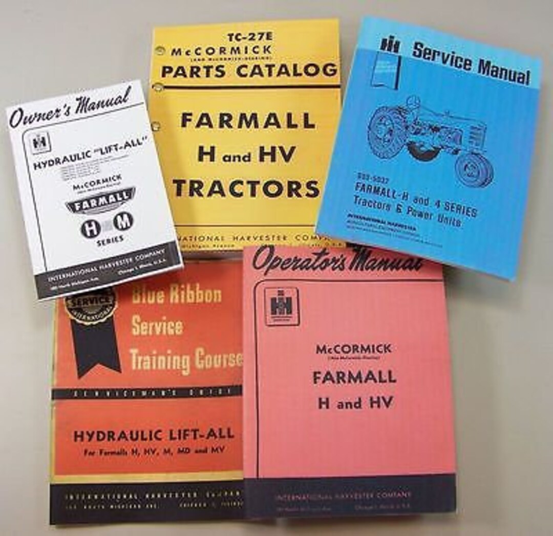 5 Farmall H Hv Tractor Service Parts Operators Manuals Owners Shop ...