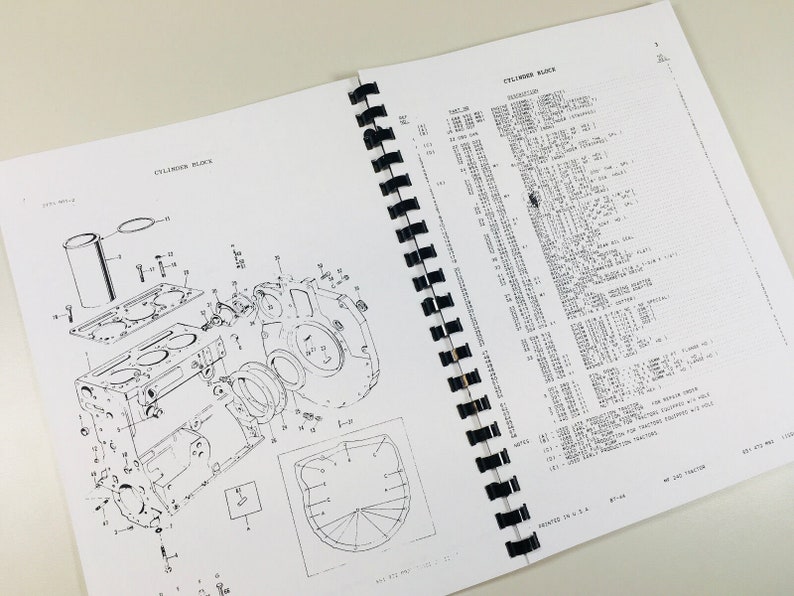 Massey Ferguson Mf 240 Tractor Service Repair Manual Parts Catalog Shop ...