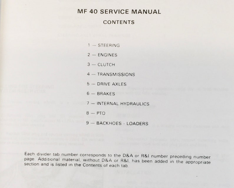 Massey Ferguson Mf 40 Tractor Loader Backhoe Service Repair Workshop ...