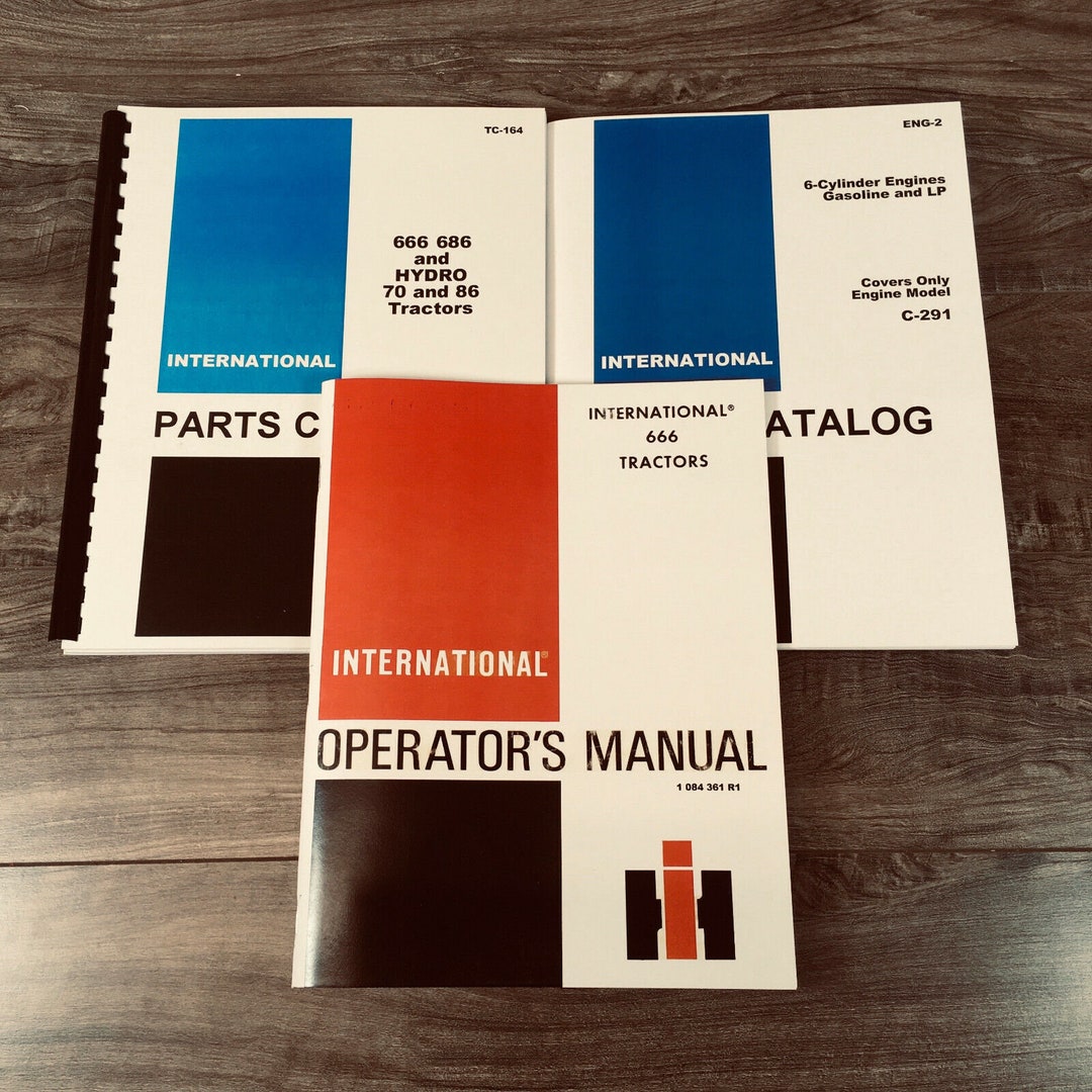 Farmall International 666 Gas Tractor Parts Operators 3 Manual Set ...