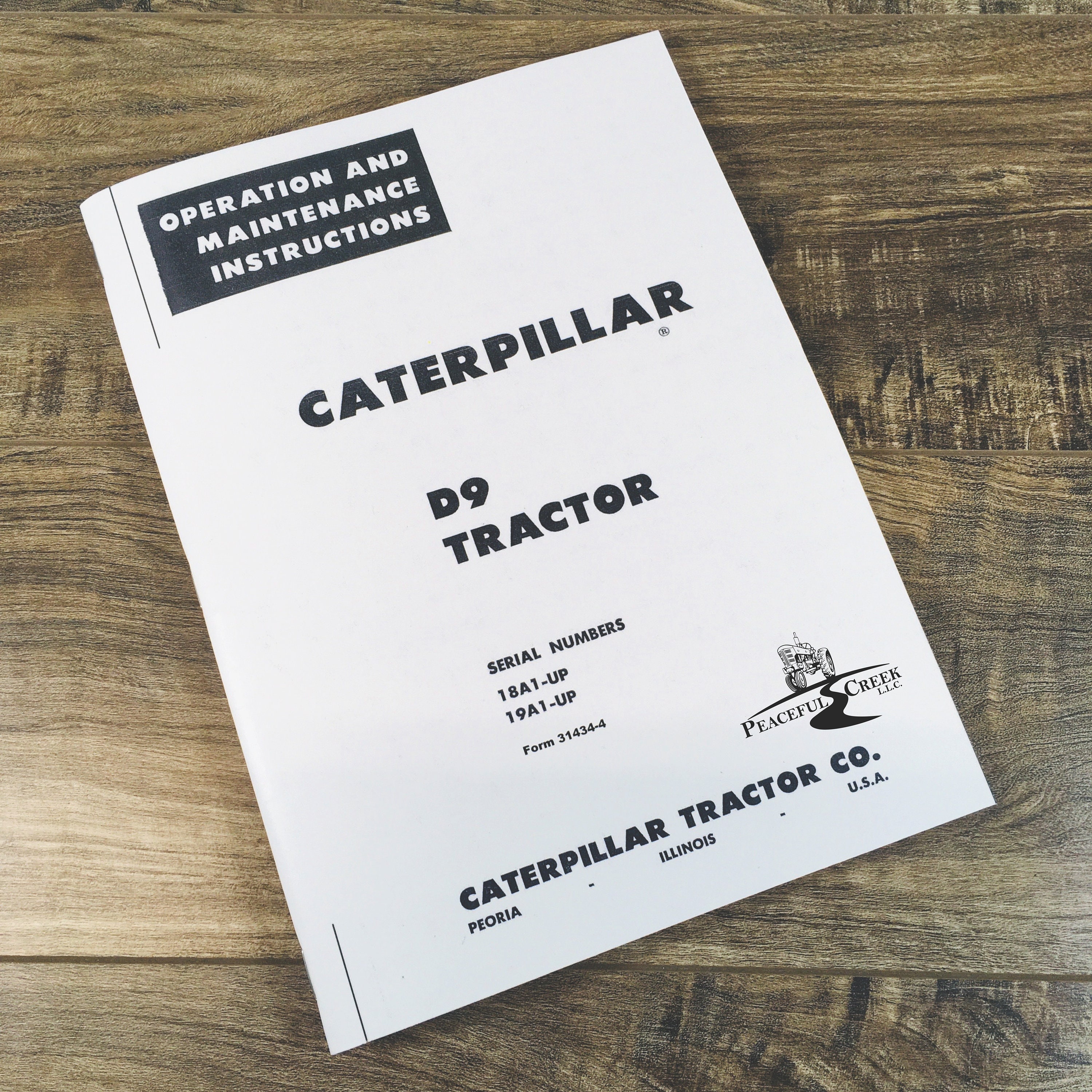 Caterpillar D9 Crawler Tractor Operators Maintenance Manual Ser 18A1 ...
