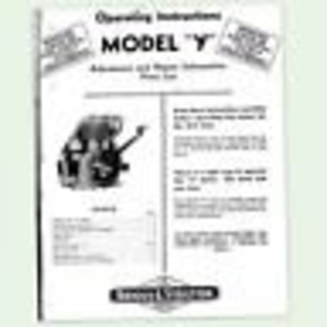 Briggs and Stratton Model Y Engine Operating Repair Manual Service ...