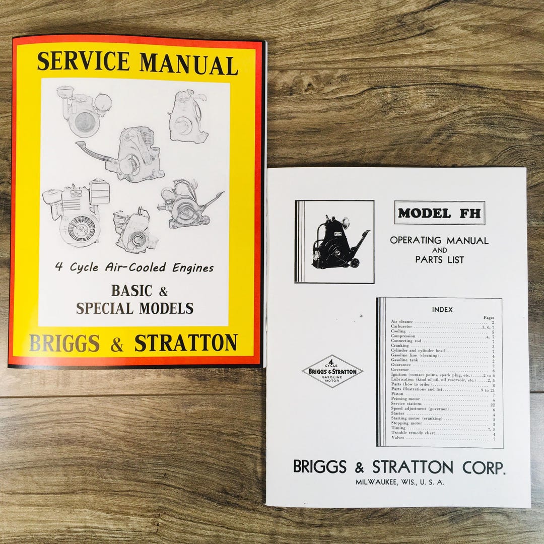Briggs Stratton Fh Engine Service Repair Owner Operator Operating Parts ...