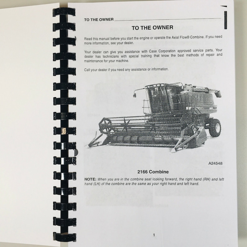 Case Ih 2144 2166 Axial Flow Combine Operators Owners Manual ...