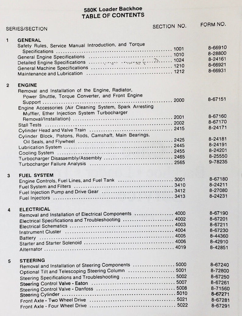 Case 580K Backhoe Loader Tractor Phase 1 Service Manual Shop Book ...