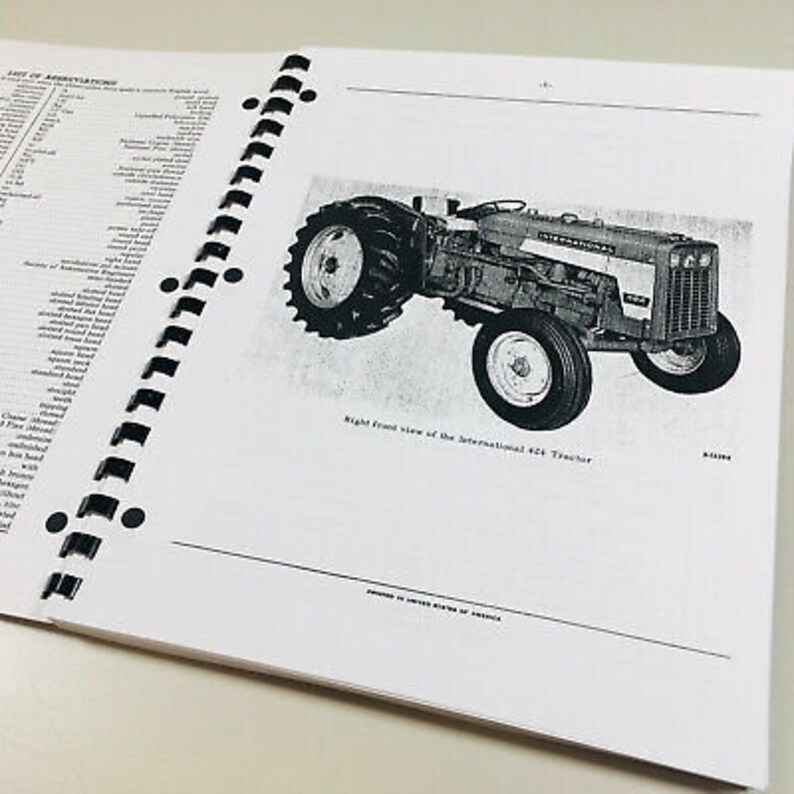 International 424 2424 Tractor Parts Assembly Manual Catalog - Etsy