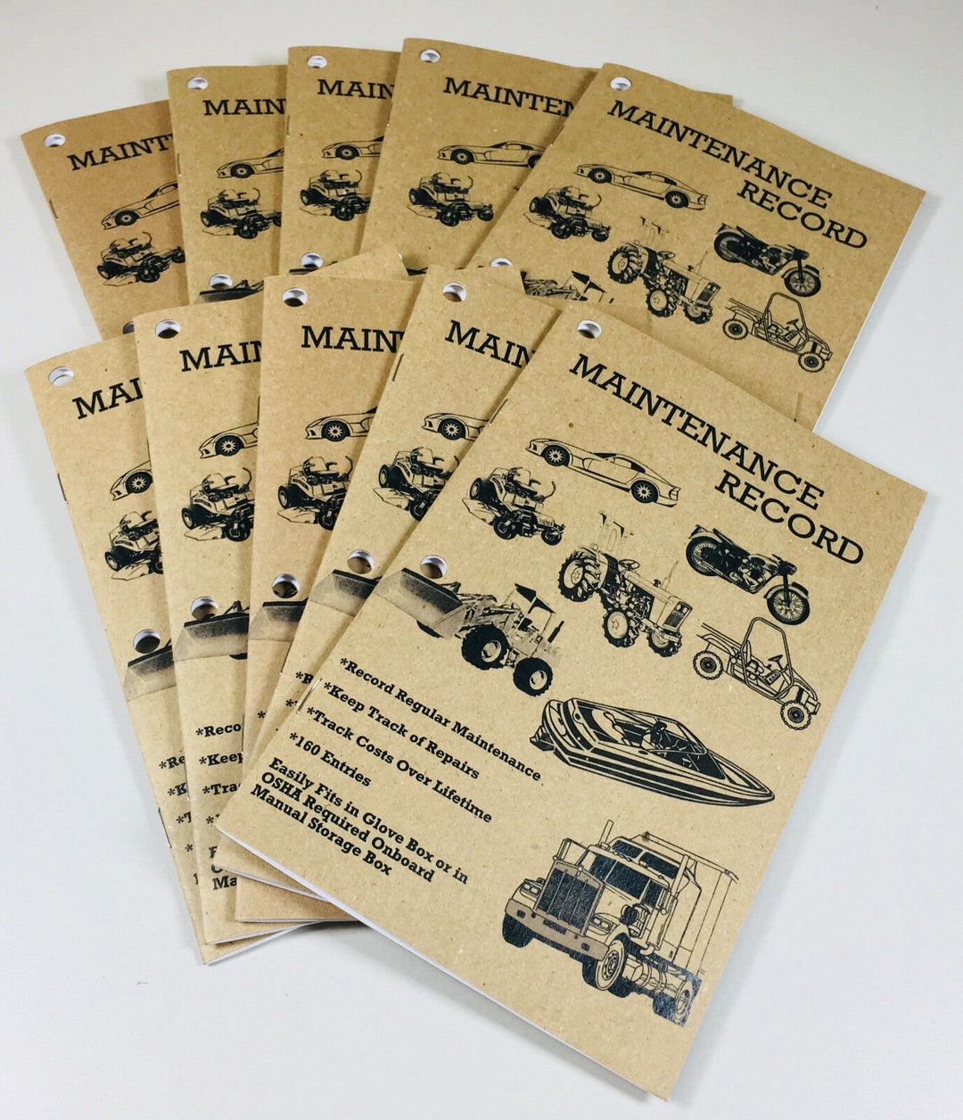 Maintenance Record Service Repair History Book 10 Pack Auto Boat Truck ...