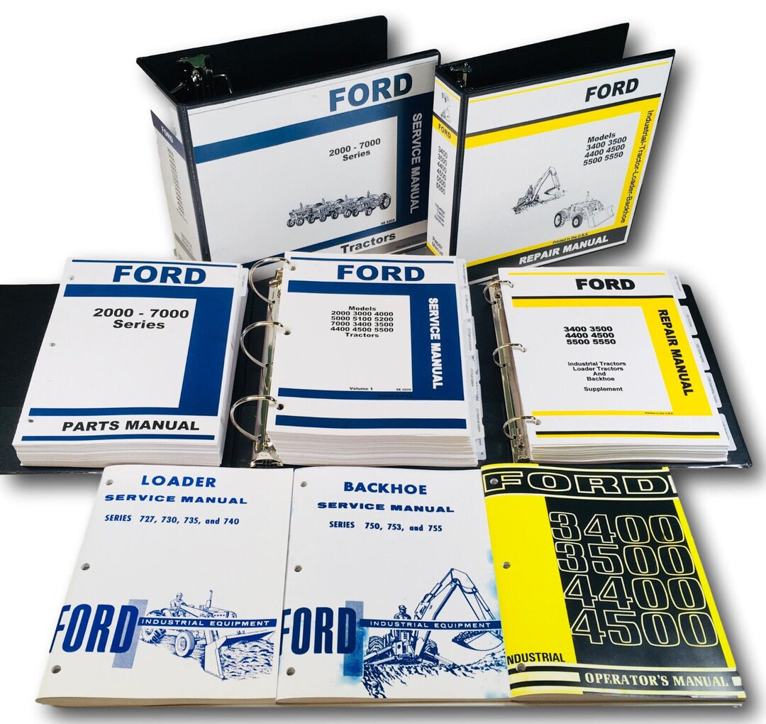 Ford 3400 3500 Backhoe Loader Tractor Service Operator Parts Manual ...
