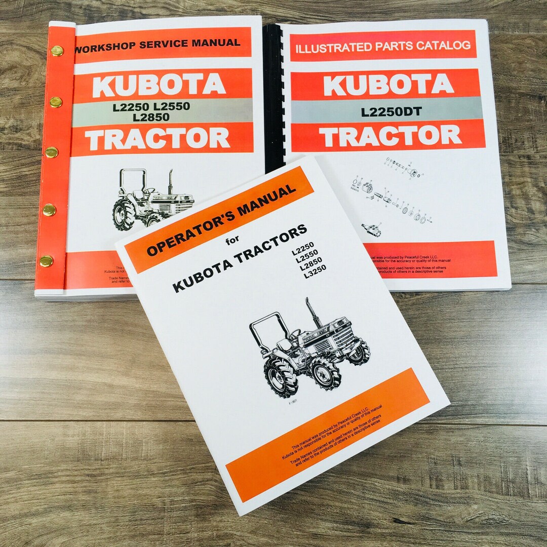 Kubota L2250DT Tractor Service Manual Parts Catalog Operators Repair ...