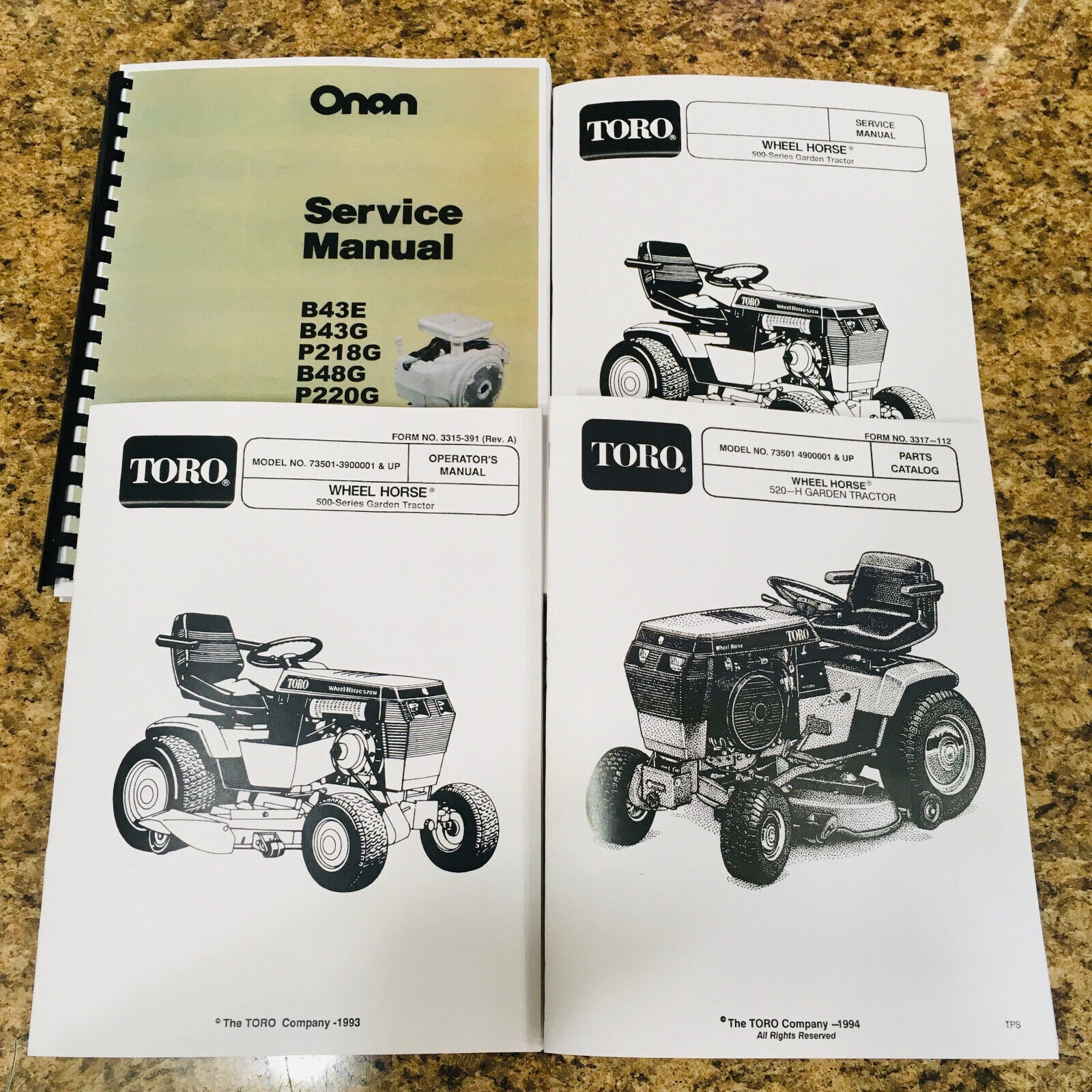 Toro Wheel Horse 520H Garden Tractor Service Parts Operators Manual Set ...