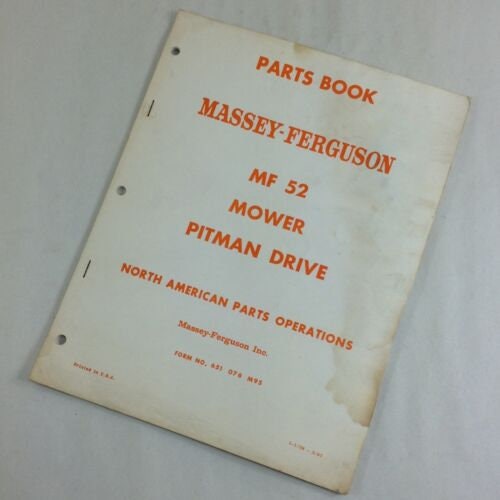 Massey Ferguson Mf 52 Mower Bar Sickle Pitman Drive Parts Book - Etsy