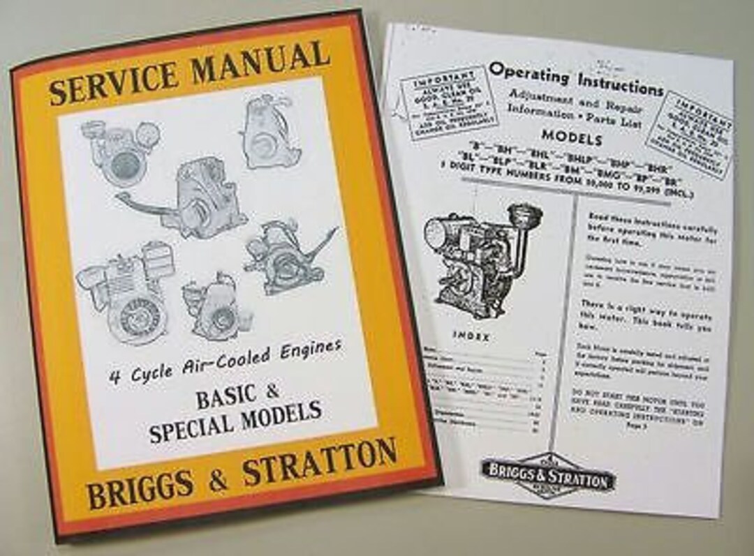 Briggs Stratton Blr Bm Bmg Engine Service Repair Owner Operator ...