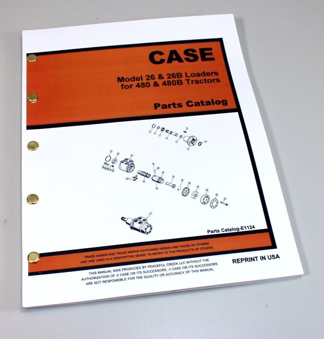 J I Case Model 26 26B Loaders for 480 480B Tractors Parts Catalog ...