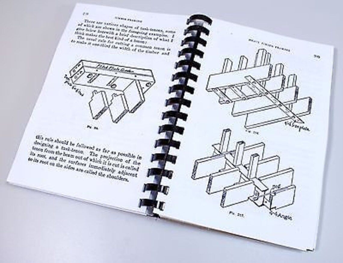 1908 Timber Frame Book Log Building Plans Home Cabin Drawknife Saw ...