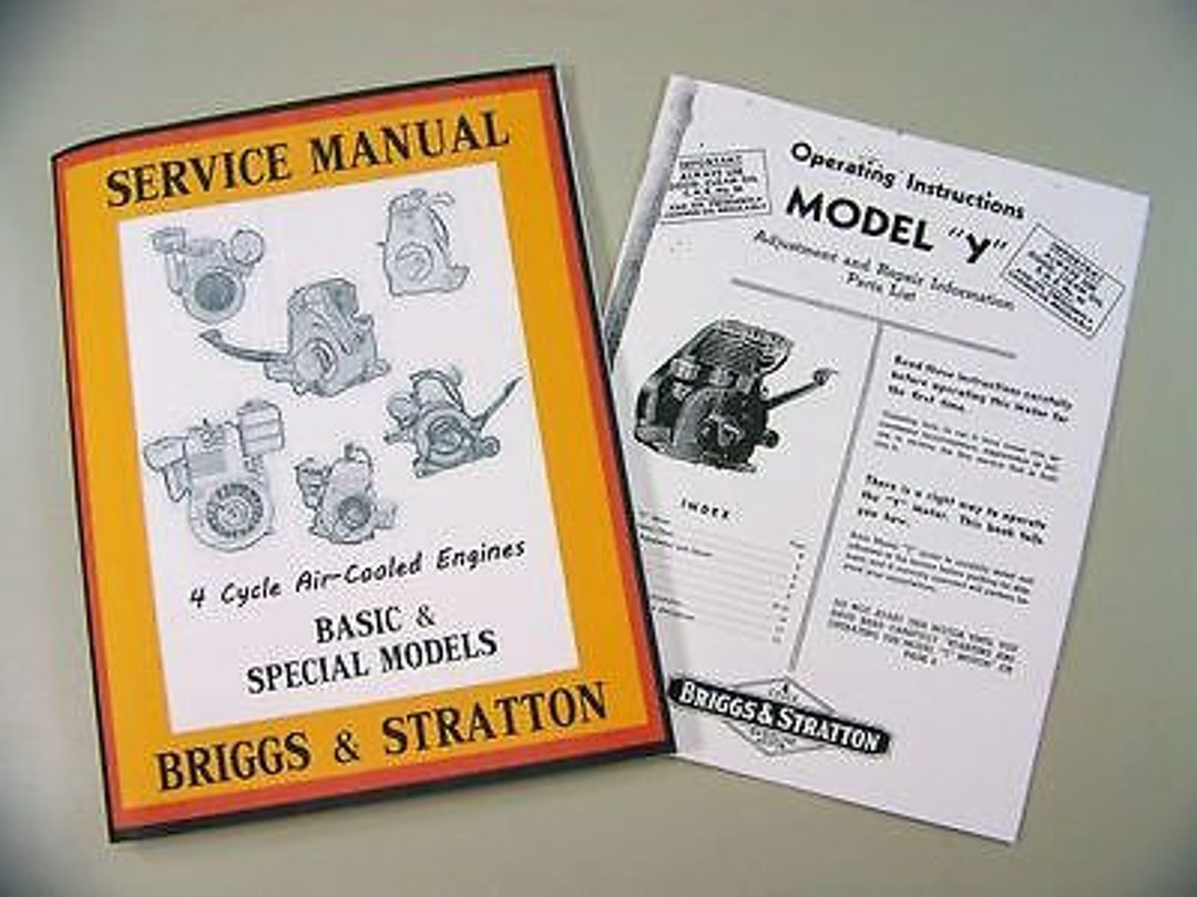 Briggs Stratton Model Y Engine Service Repair Owner Operator Operating ...