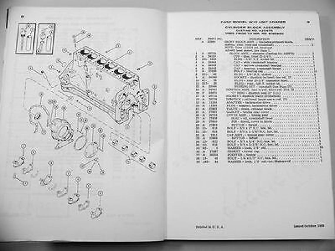 J I Case W10 Industrial Unit Loader Parts Manual Catalog - Etsy
