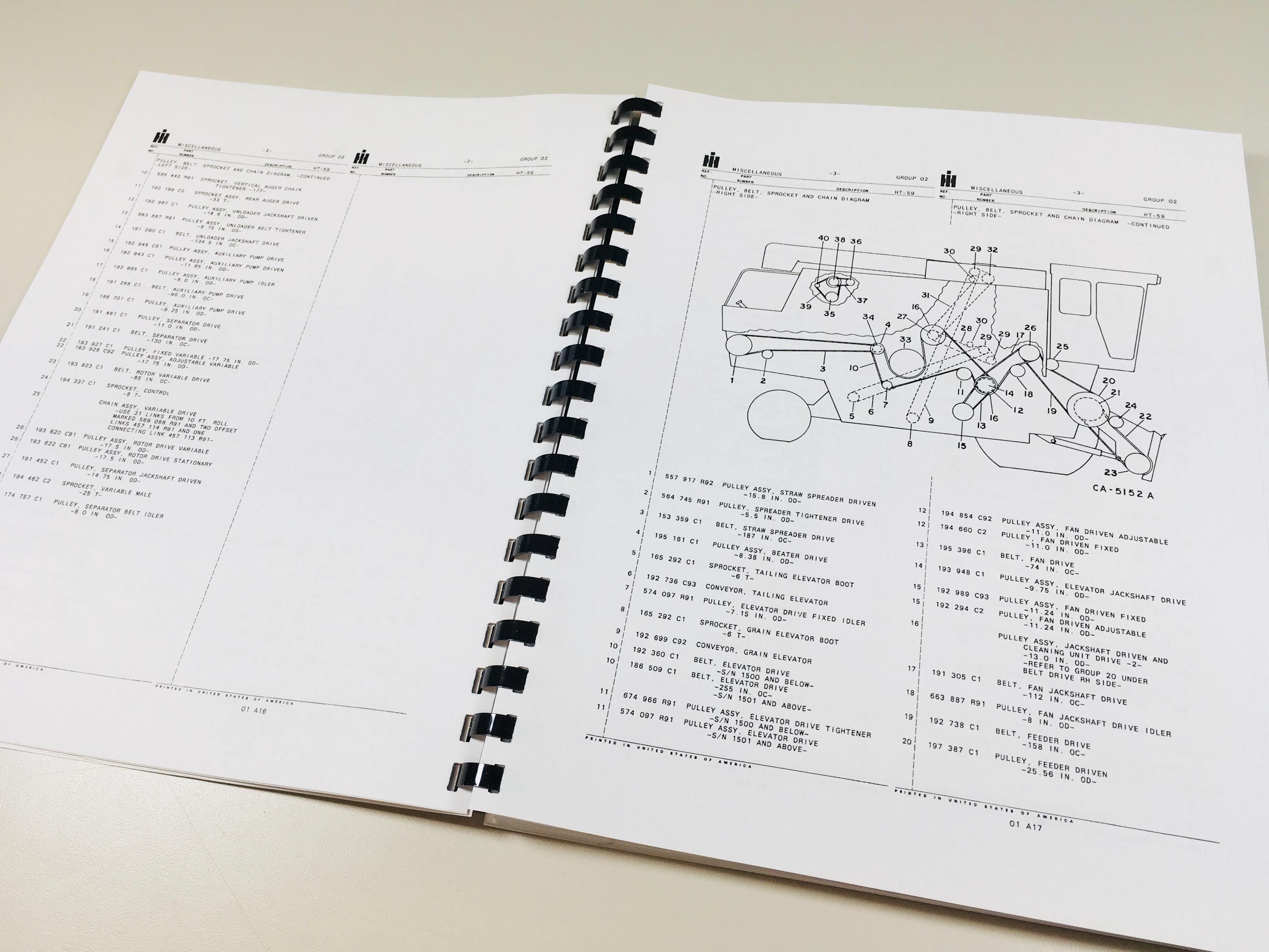 International Parts Catalog 1440 Combine Ht-59 Manual Exploded Views ...
