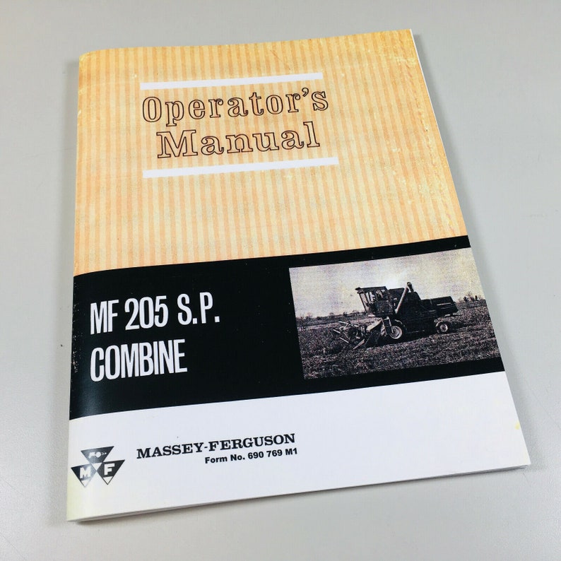 Massey Ferguson Mf 205 Sp Combine Operators Owners Manual Maintenance - Etsy