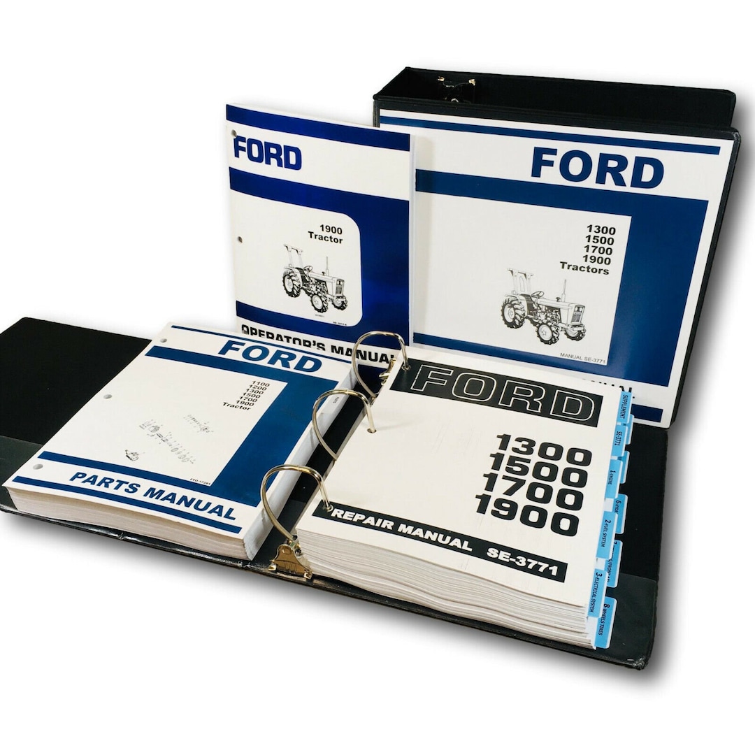 Ford 1900 Tractor Service Parts Operators Manual Owners Repair Shop Set ...