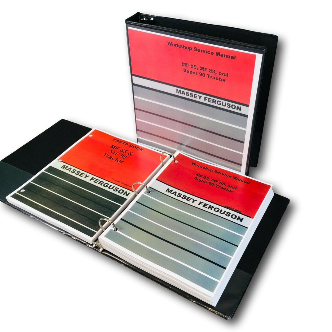 Massey Ferguson 85 88 Tractor Service Parts Manual Repair Shop Set Mf85 ...