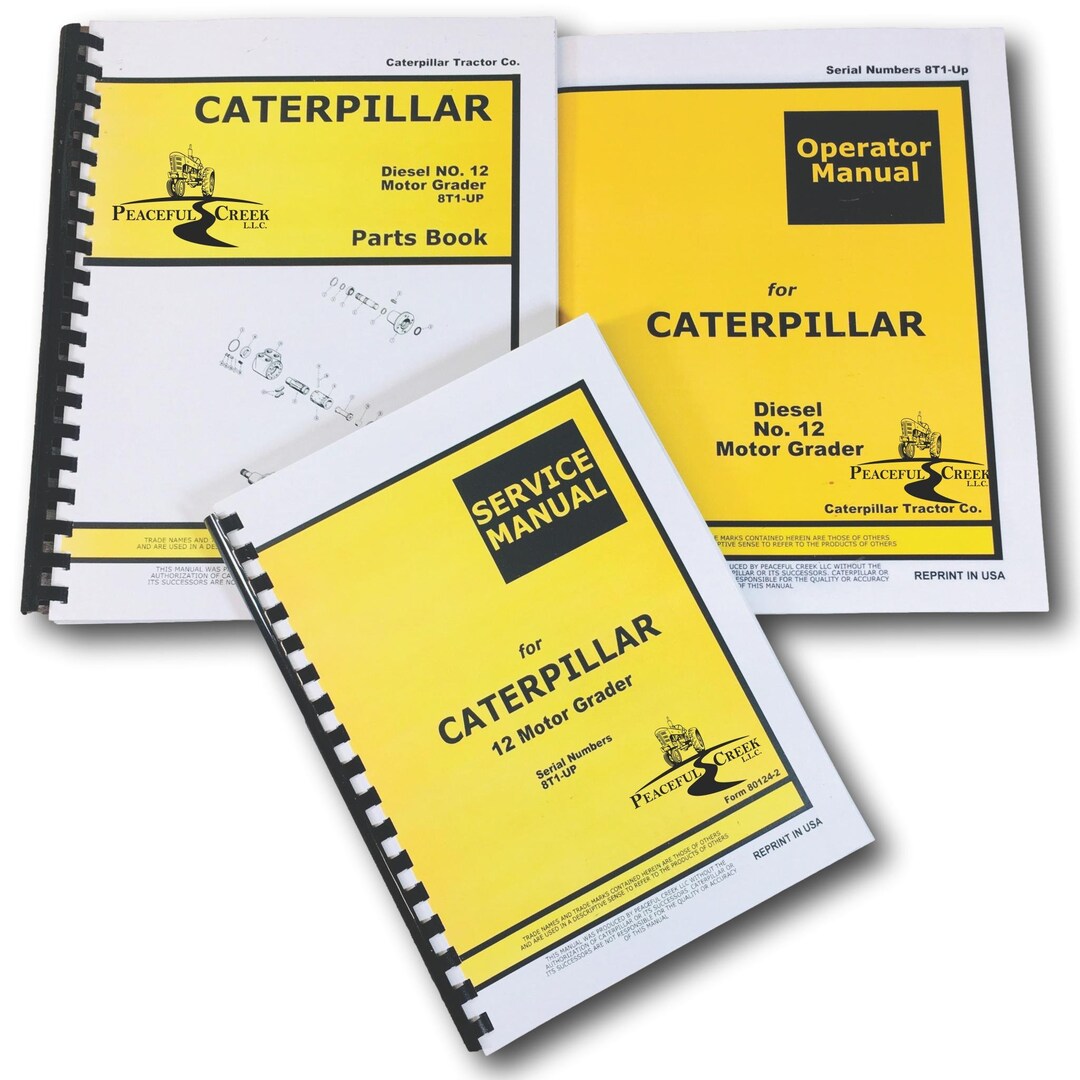 Caterpillar 12 Motor Grader Service Parts Operators Manual Set Repair S ...