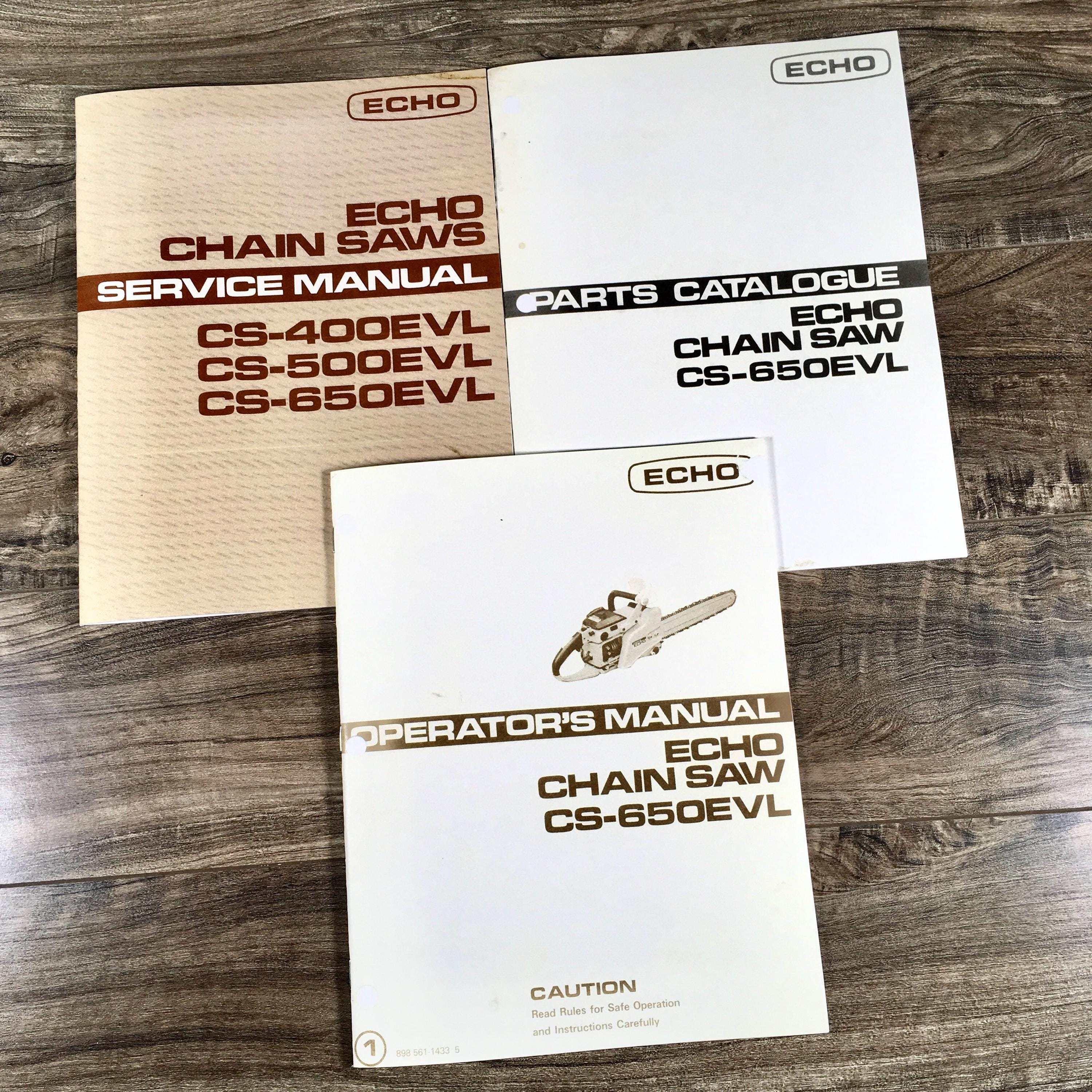 Lot Echo Chainsaw Cs-650evl Service, Parts, & Operators Manuals Chain Saws - Etsy